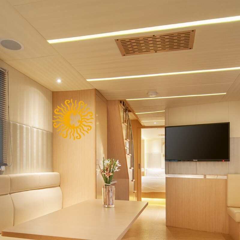 Metal Sun Moon Face Statue Art Wall Hanging Orname... – Grandado