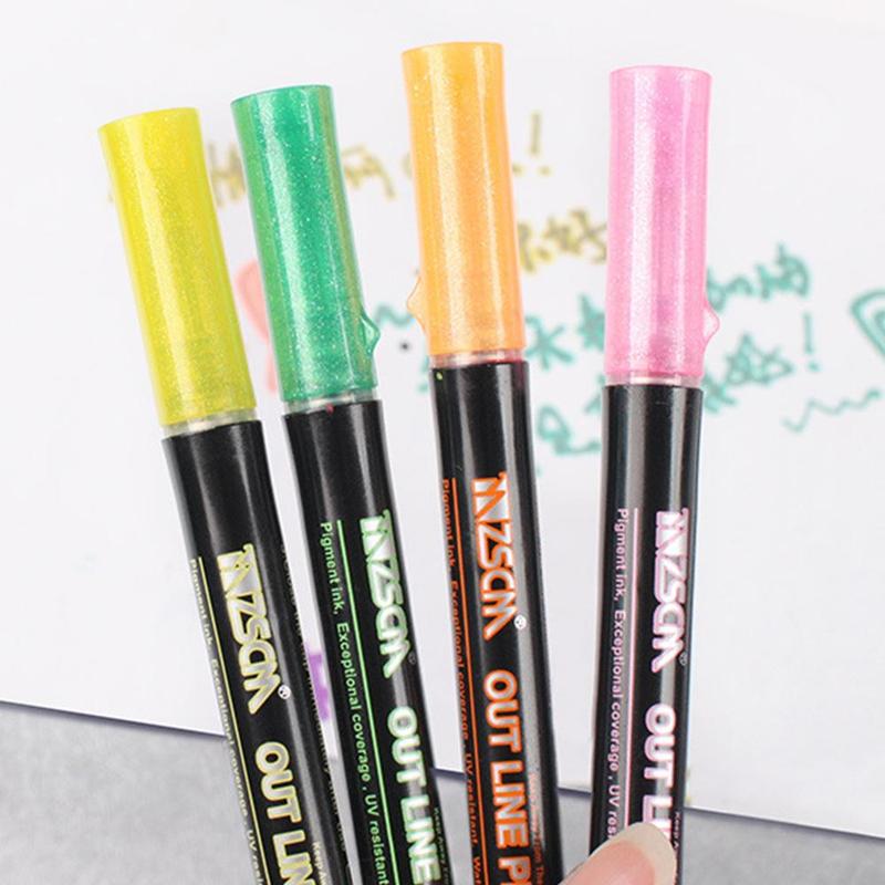12Pcs/set Colorful Double Line Pen Highlighter Flu... – Grandado