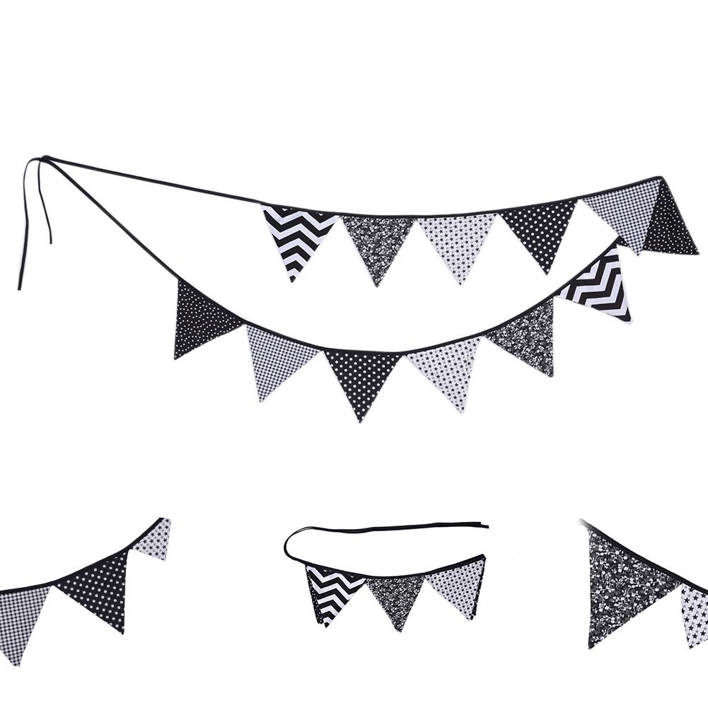 12 Flags Special Black White Cotton Fabric Triangl... – Grandado