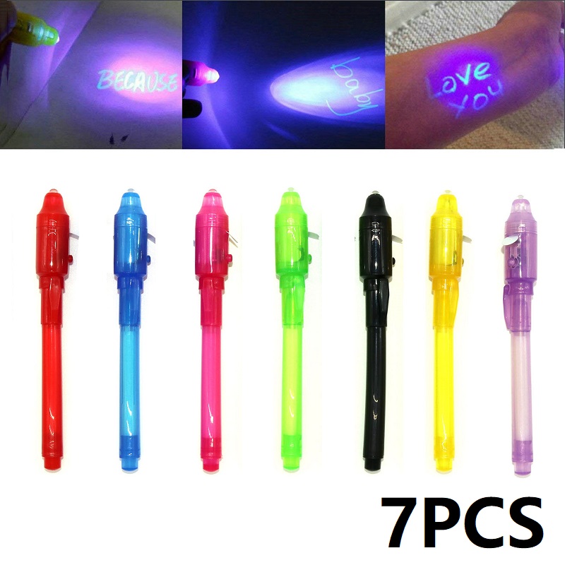 7 PCS Invisible Ink Pen with Light Invisible Pen M... – Vicedeal