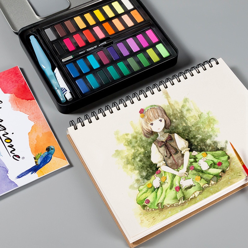 60 Sheets Retro Spiral Coil Sketchbook Kraft Paper... – Grandado