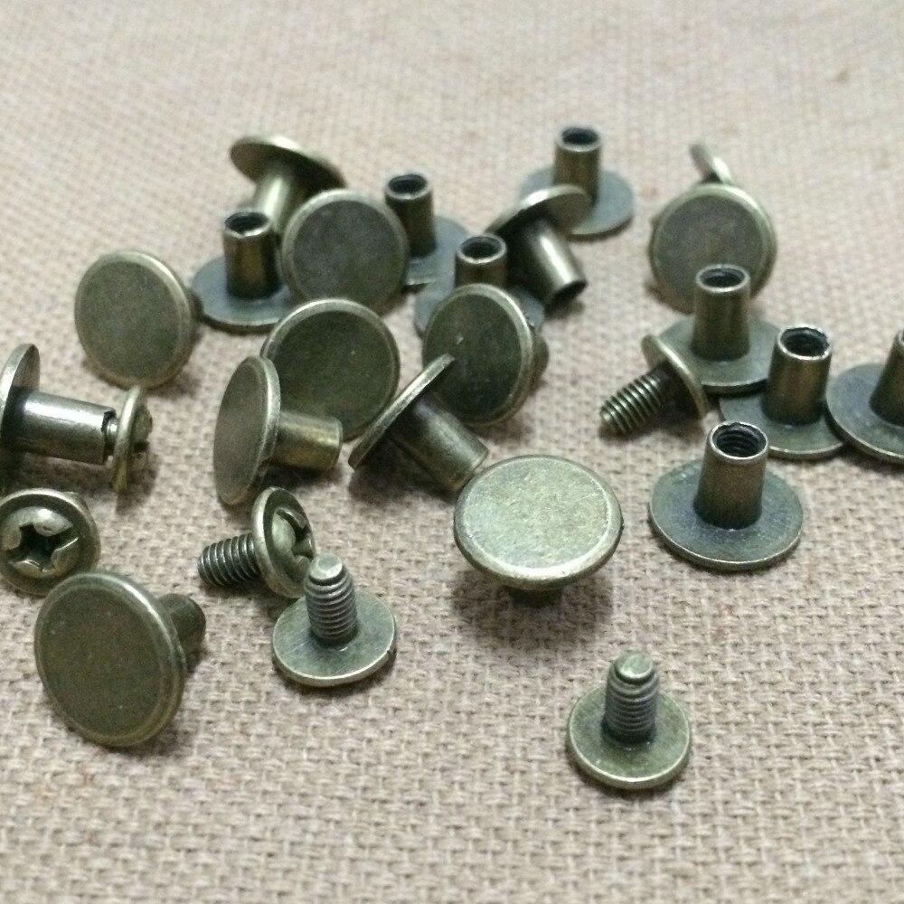 100Sets 10X7MM Antique Bronze Round Flat Spikes Me... – Grandado