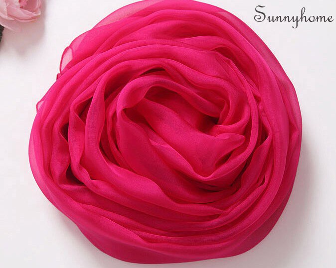 Rose rood 100% Zijde zijde cc sjaal vrouwen effen ... – Vicedeal