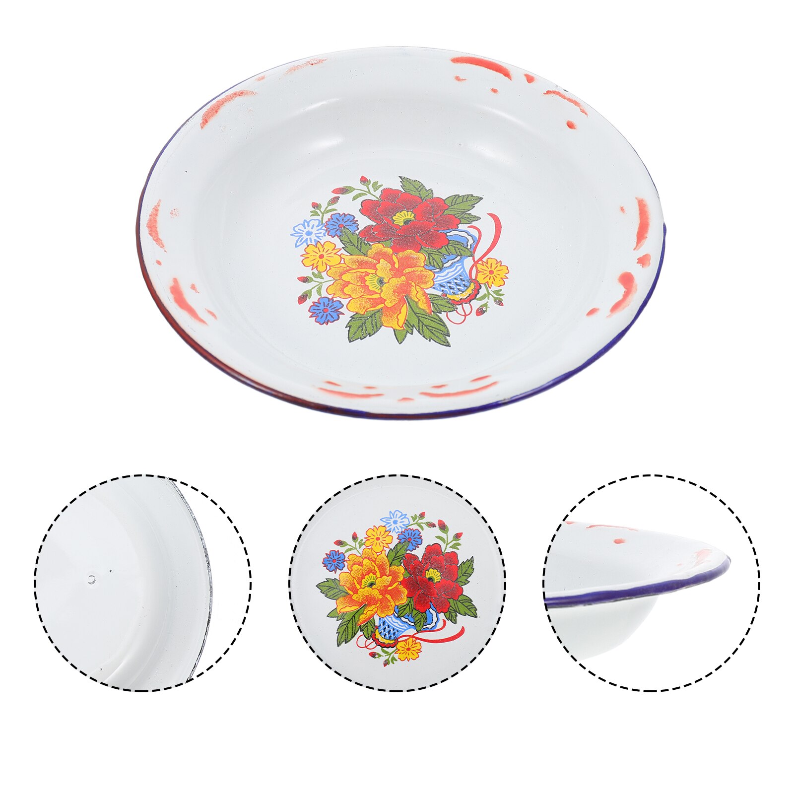 Enamel Snack Plate Chinese Style Food Serving Plat... – Grandado