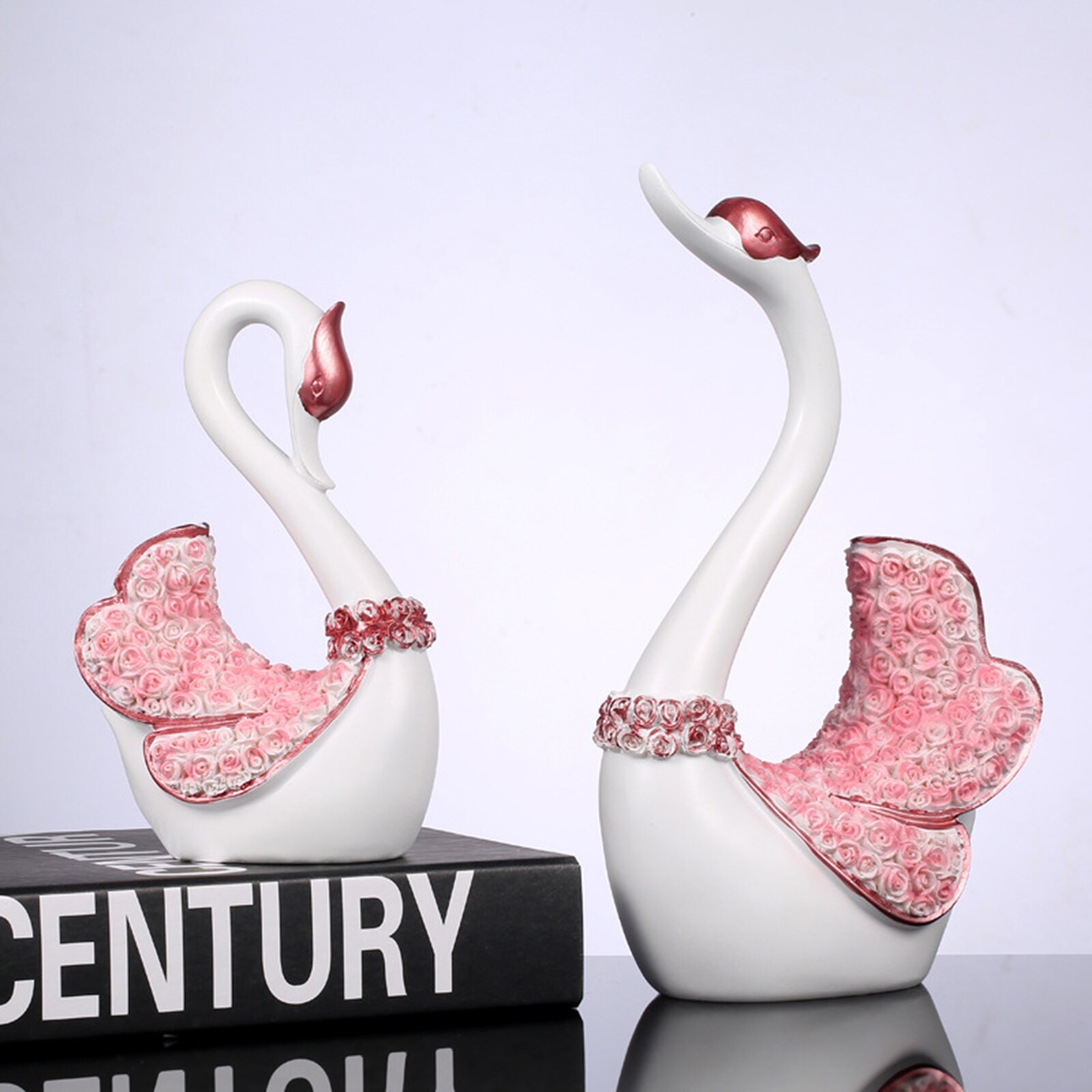 2pcs A Couple of Swan Resin Statue Ornament Home D... – Grandado