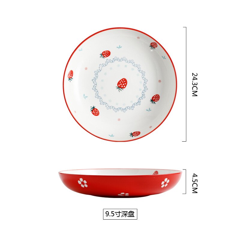 Red Strawberry Ceramic Plate Dinner Set Porcelain ... – Grandado