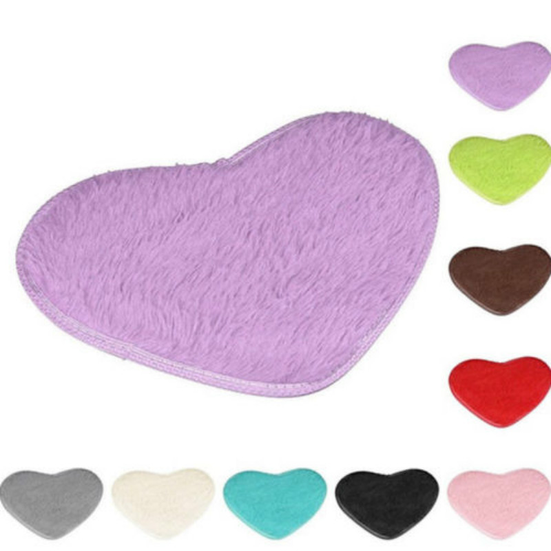 Heart Shaped Shaggy Fluffy Rug AntiSkid Area Rug C... – Vicedeal