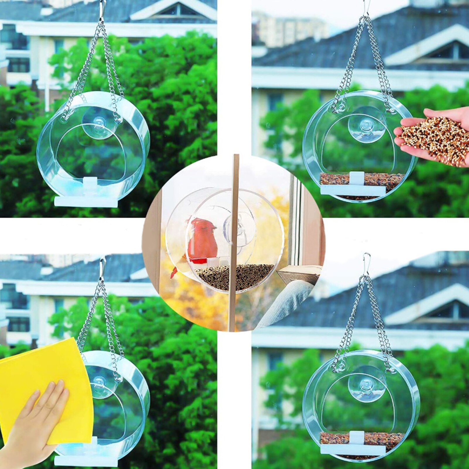 Acrylic Bird Feeder Food Box Anti-scatter Parrot F... – Grandado