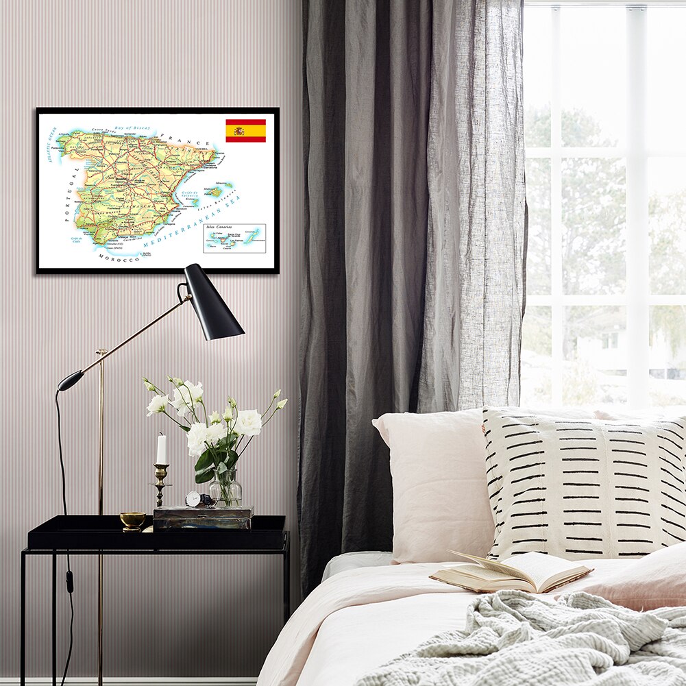 59*42cm The Spain Map In Spansh Wall Poster Canvas... – Grandado