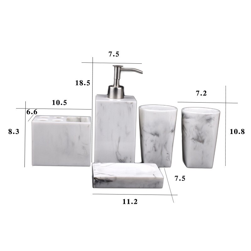 Hars Marmeren Badkamer Accessoires Set Mondwater K... – Grandado