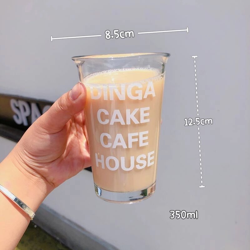 Korean Ins Letter Printed Glass Coffee Mug Transpa... – Grandado