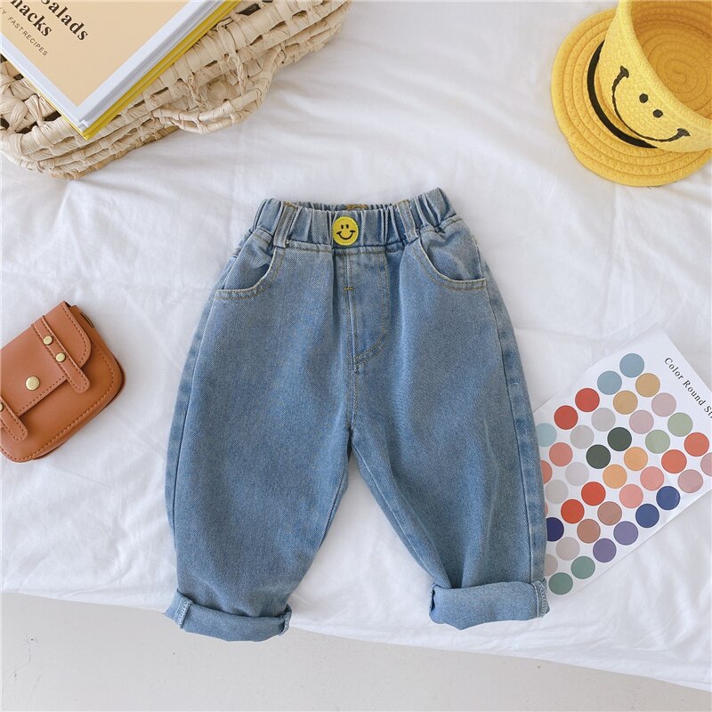 Spring autumn Kids cute smile denim pants boys and... – Grandado