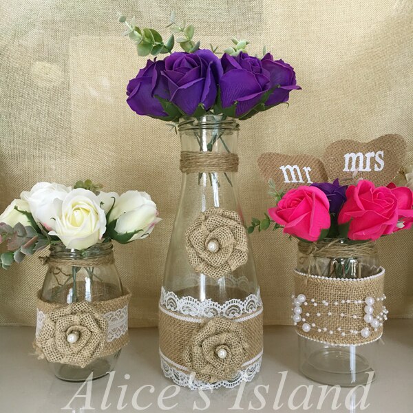 10pcs/lot Handmade Burlap fabric Roses Shabby Chic... – Vicedeal