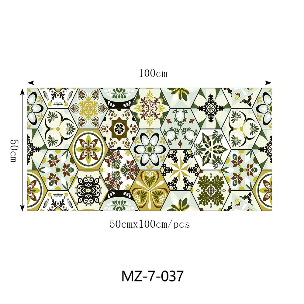 Hexagon Floral Pattern Matte Tile Sticker 50*100cm... – Vicedeal