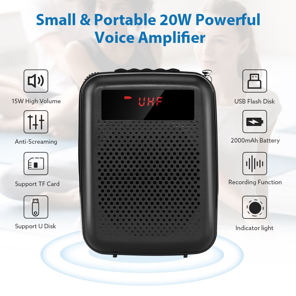 Portable Voice Amplifier Microphone FM Radio AUX A... – Grandado