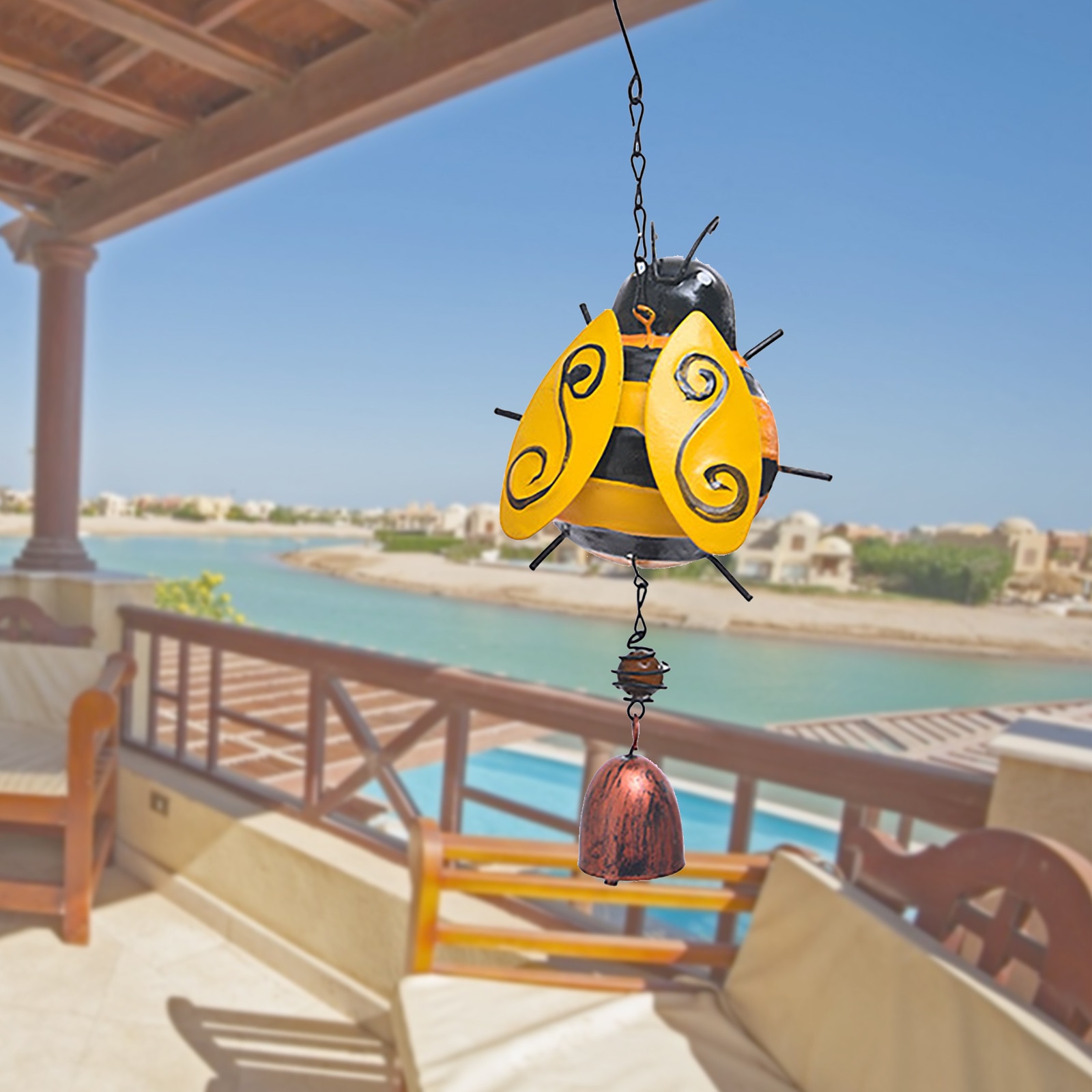 Bee Bell Wind Chime Glas Smeedijzeren Decoratieve ... – Grandado