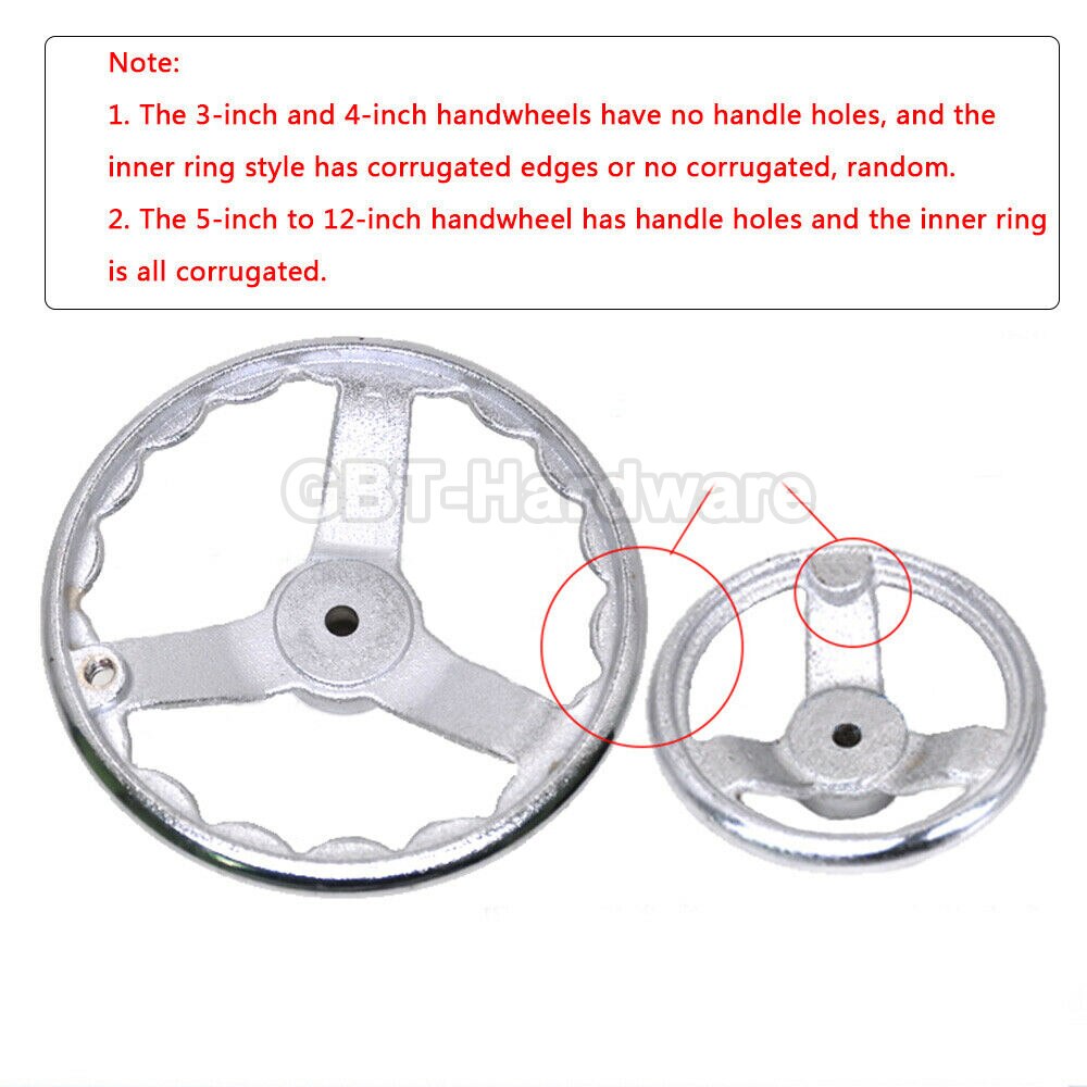 3/4/5/6/8/10/12 Inch Plated Ronde Handwiel 3-Spaak... – Grandado
