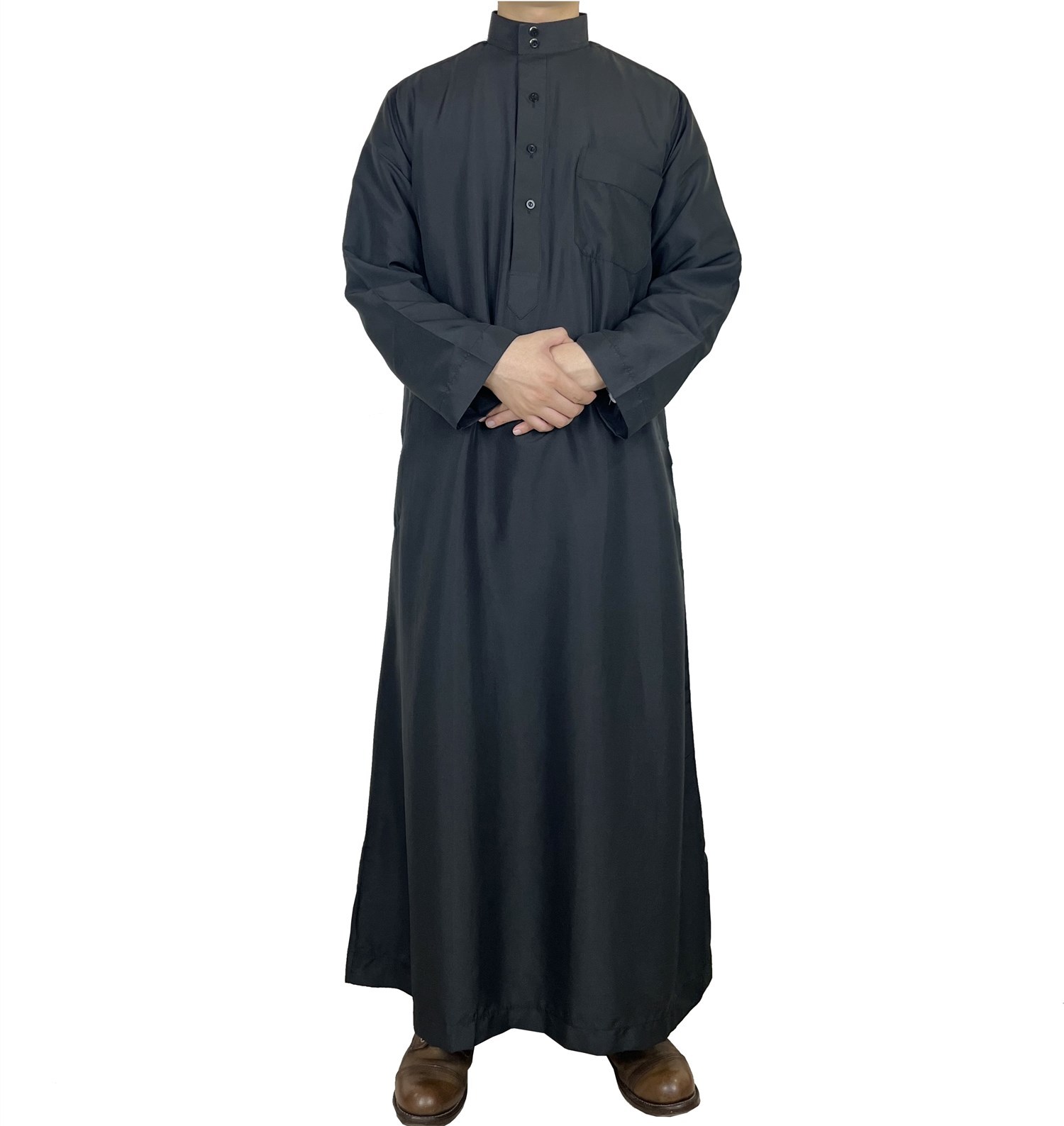 Polyester Muslim Men's Robes Qatar Stand Collar Ro... – Grandado