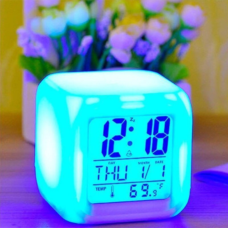 LED Alarm Colock 7 Colors Changing Digital Desk Ga... – Grandado