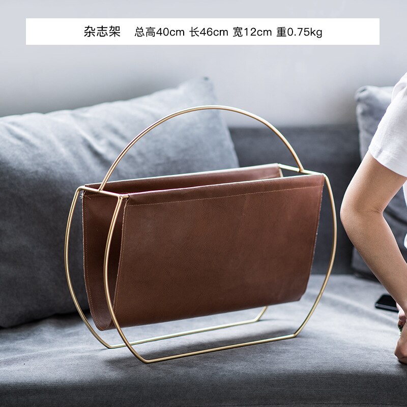 Nordic Metal Leather Magazine Rack Iron Home Decor... – Grandado