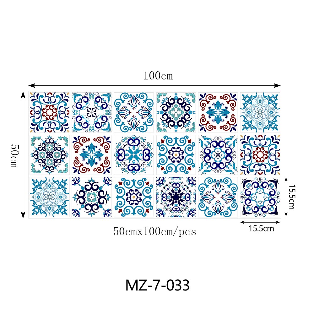 Mediterranean Style Matte Tiles Sticker Kitchen Wa... – Vicedeal