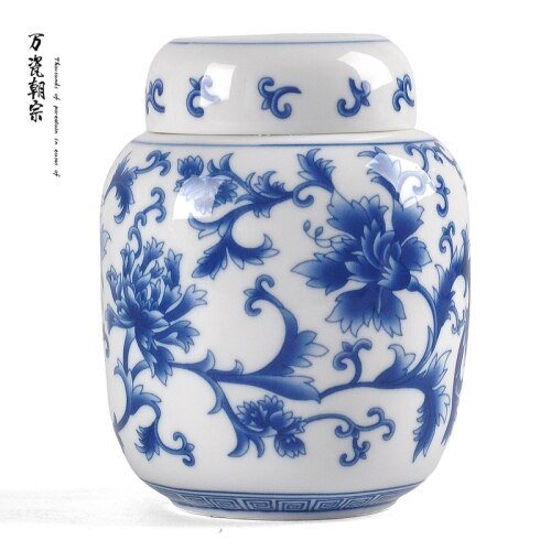 Ceramic Tea Caddy Household Blue and White Porcela... – Grandado