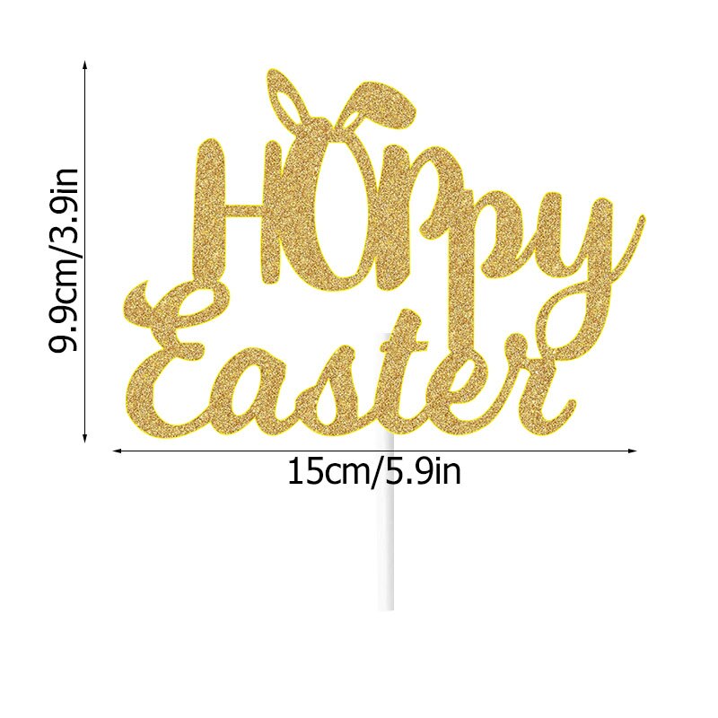 Glitter Paper Gold Happy Easter Bunny Cake Topper ... – Grandado