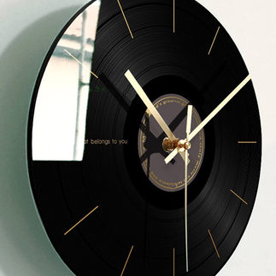Vinyl Record Wall Clock Retro Industrial Roman Num... – Grandado