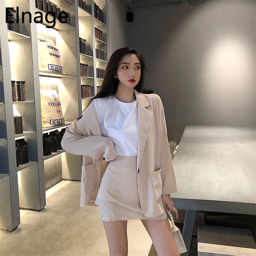 Women Skirt Suits One Button Notched Spring Blazer... – Grandado