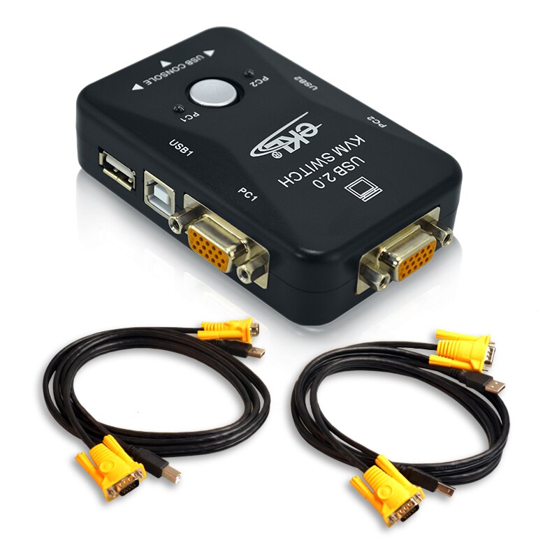 KVM Switcher 2 Port USB VGA Switch Box with Contro... – Grandado