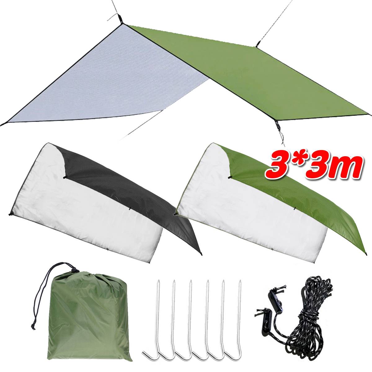 3X3M Luifel Waterdicht Tarp Tent Schaduw Ultraligh... – Grandado