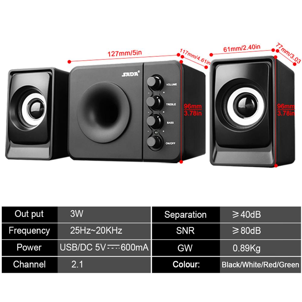 SADA D-205 Newest Full Range 3D Stereo Subwoofer 1... – Vicedeal