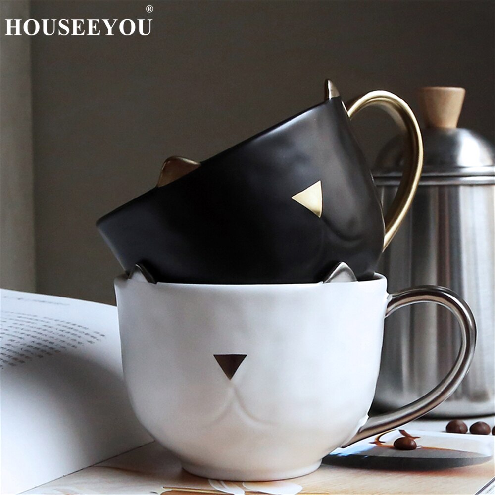 HOUSEEYOU Nordic Simple Cute Cat Style Coffee Cups... – Grandado