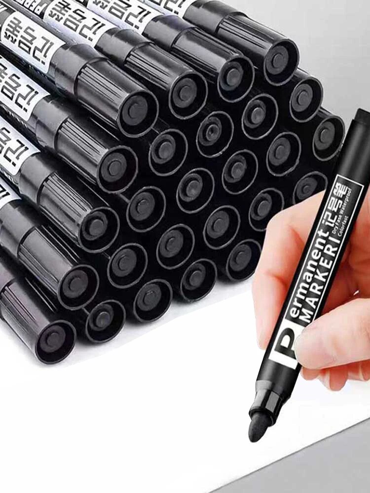 10 Oil-based Marker Pens Black Line Marking Pens W... – Grandado