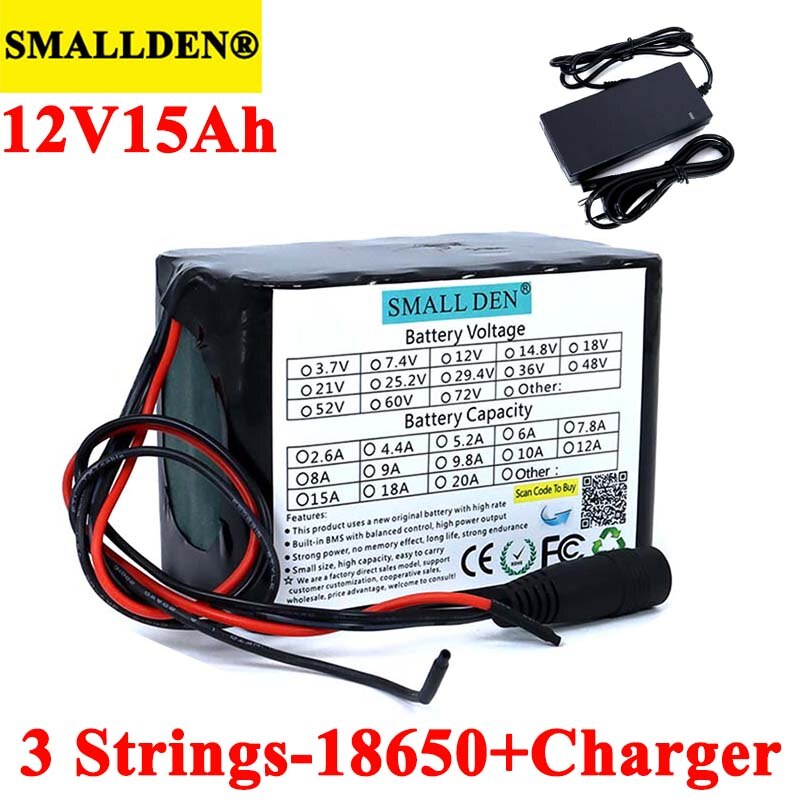12V 15ah 18650 lithium Rechargeable battery 11.1V ... – Grandado