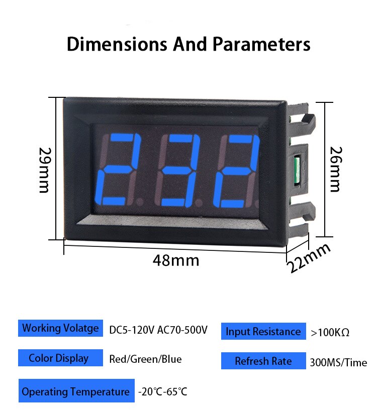 Voltímetro con pantalla Digital, 0,56 ", dos ... – Grandado