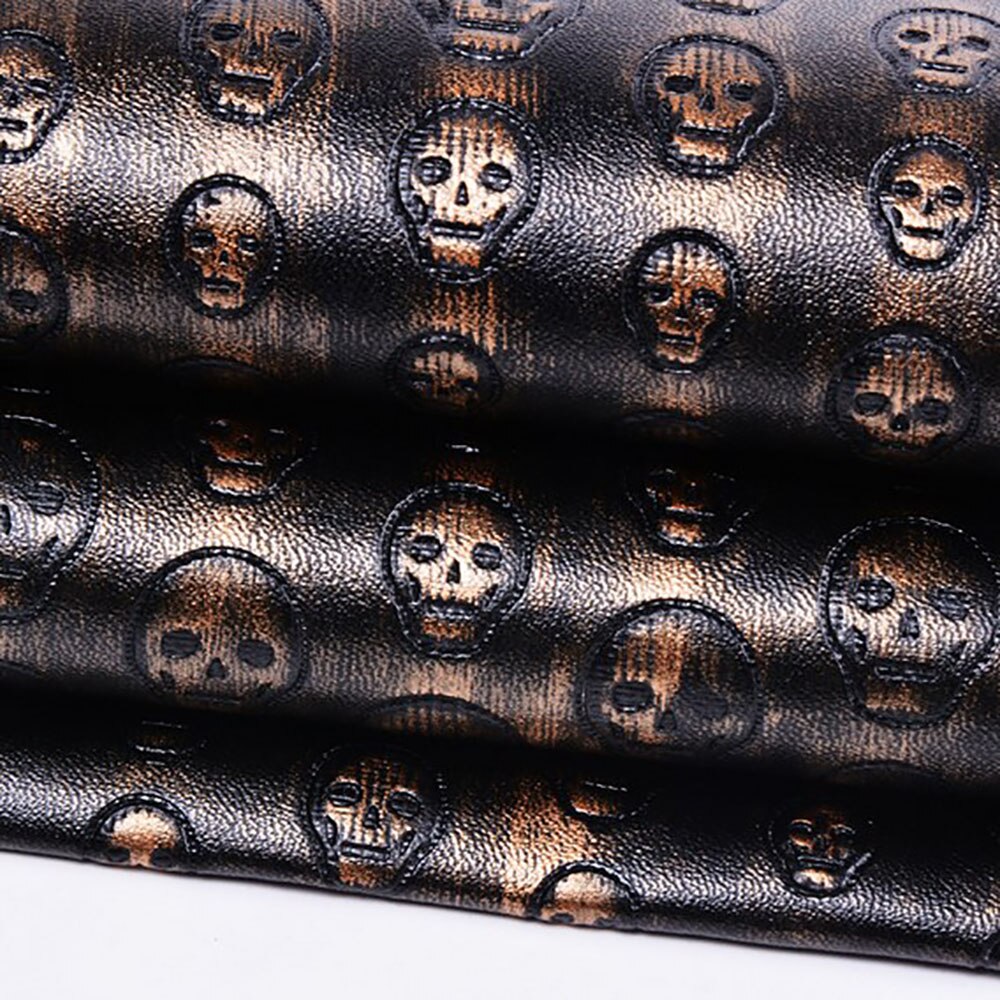 1 Meter Schädel PU Leder Stoff Vintage Punk Synthe... – Grandado