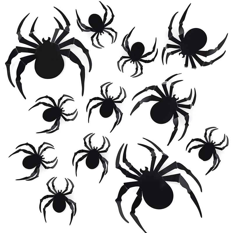 12Pcs/1Set Horror Black Spider Wall Stickers For H... – Grandado