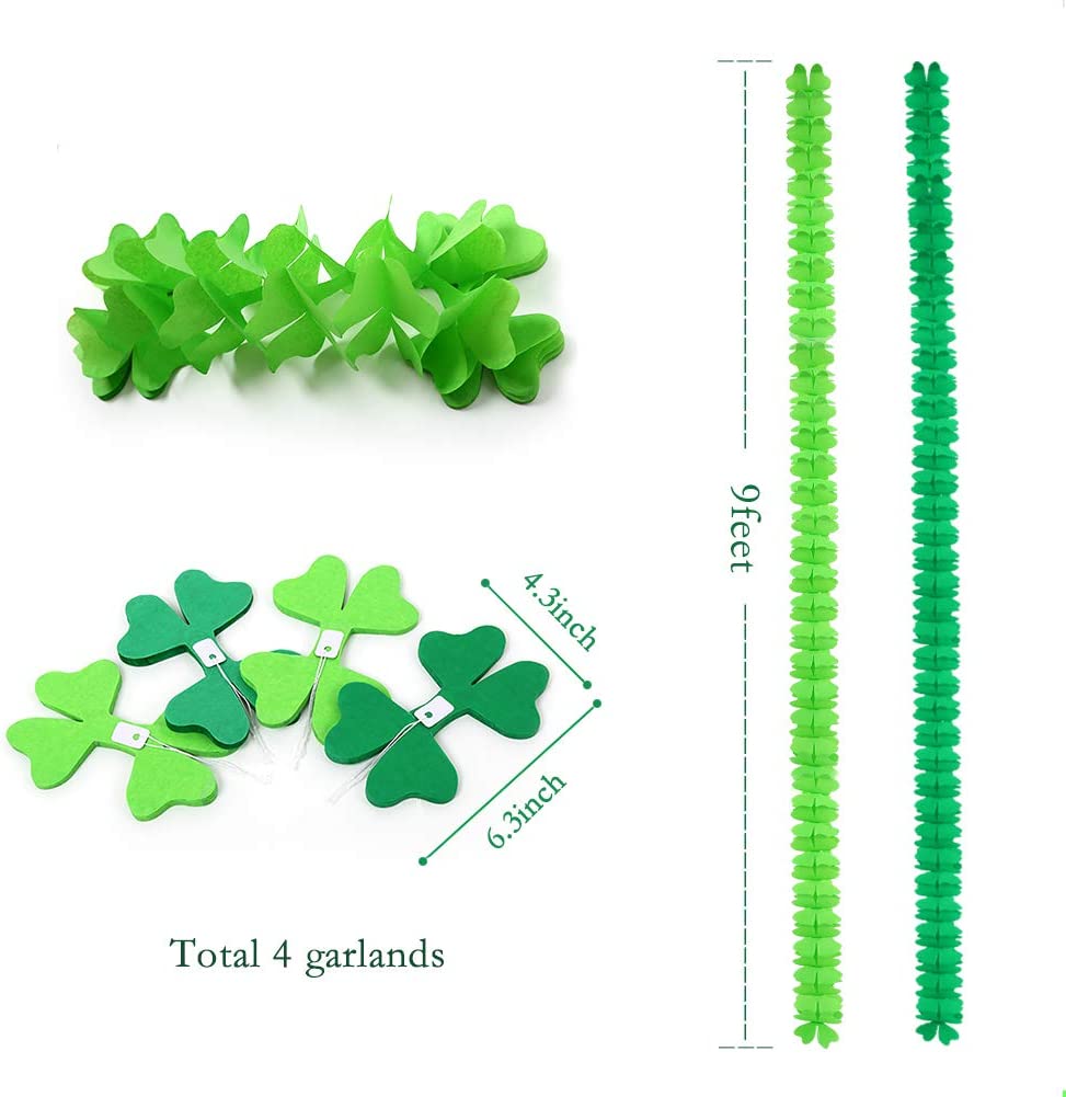 4Pcs Green Paper Leaf Pull Garland Four Leaf Shamr... – Vicedeal