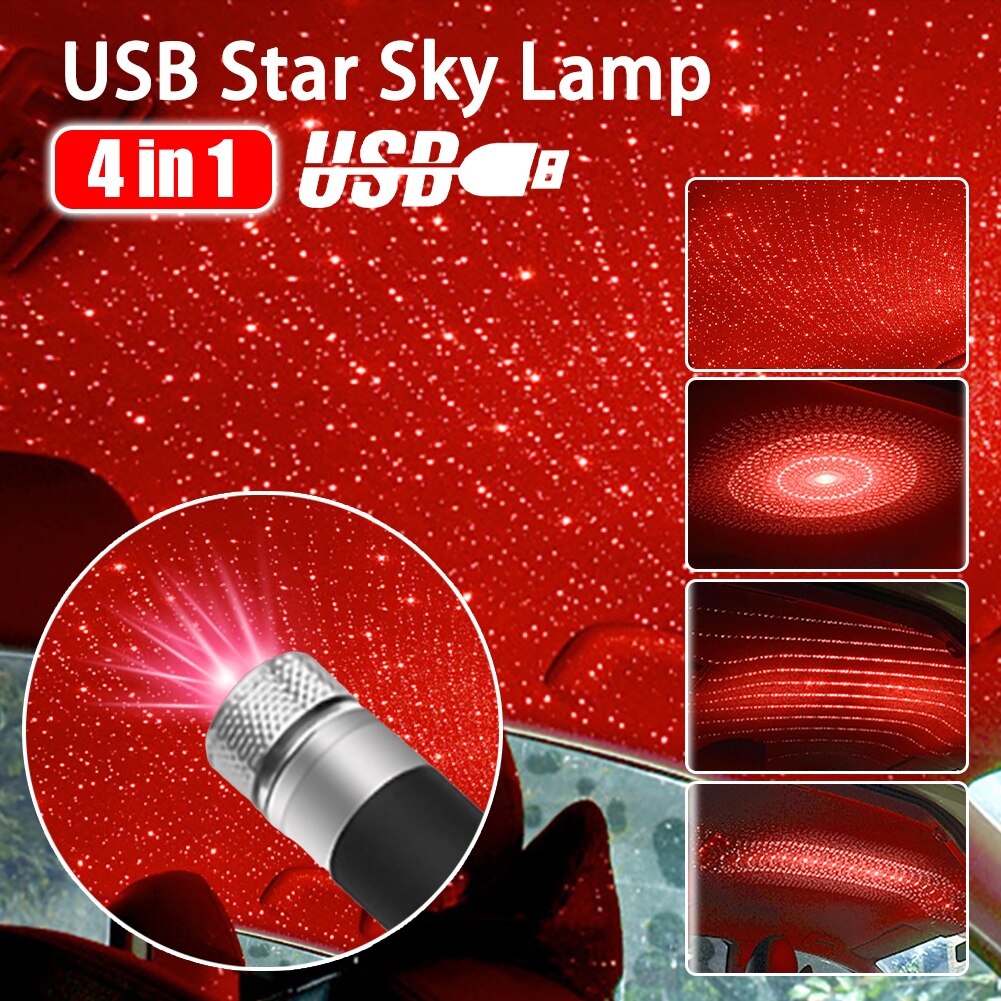 4 in 1 USB Car Roof Atmosphere Star Sky Lamp Ambie... – Grandado