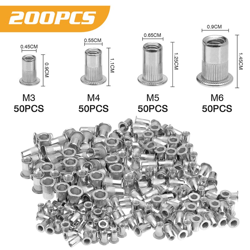 200Pcs Rivet Nut Aluminum Alloy Rivnut Flat Head T... – Grandado