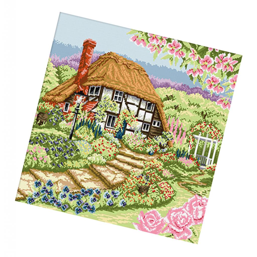 Stamped Cross Stitch Kits Garden Cottage Pattern W... – Grandado