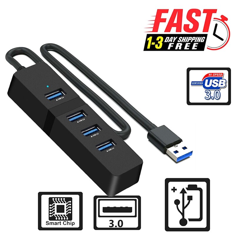 USB 3,0 Hub 4-Port Adapter Ladegerät Daten Sync Su... – Vicedeal