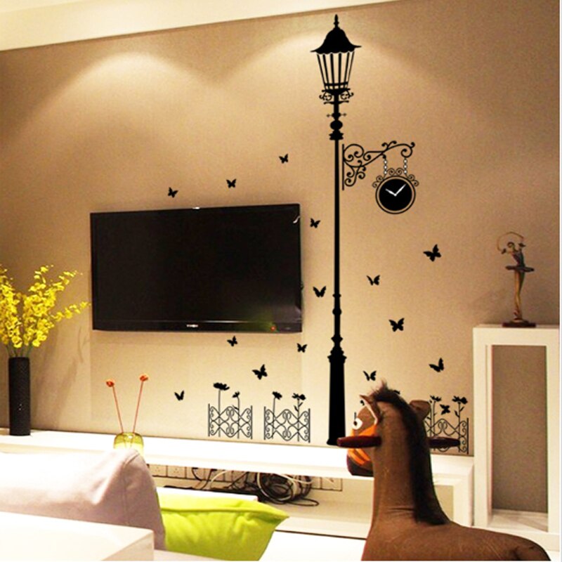 Street Lamp butterfly Wall Stickers Living Room Be... – Grandado