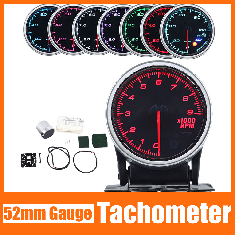 52MM Tachometer 0-9000 RPM 7 Color Backlight Tacho... – Grandado