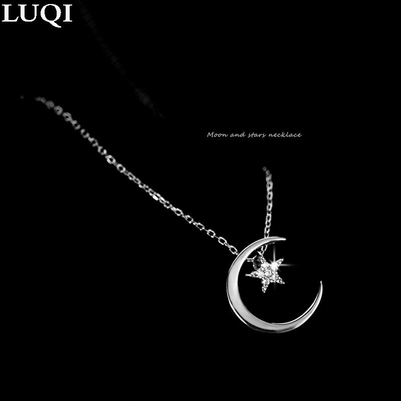 Colgante de luna y estrella de platino S925 para m... – Grandado