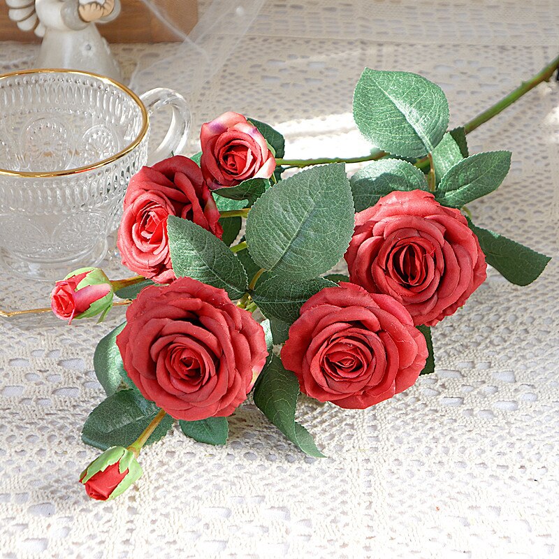 7Heads Effie roses long branch with leaf decorativ... – Grandado