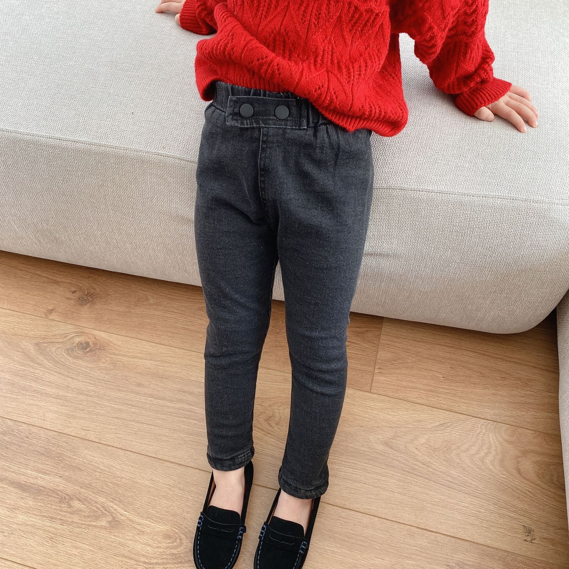 Autumn Winter Girls Skinny Jeans Kids Warm Fleece ... – Grandado
