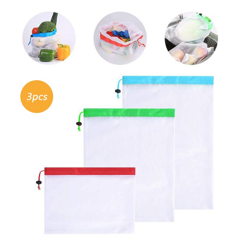 3 Sizes Fruit Vegetable Bag Reusable Mesh Produce ... – Grandado
