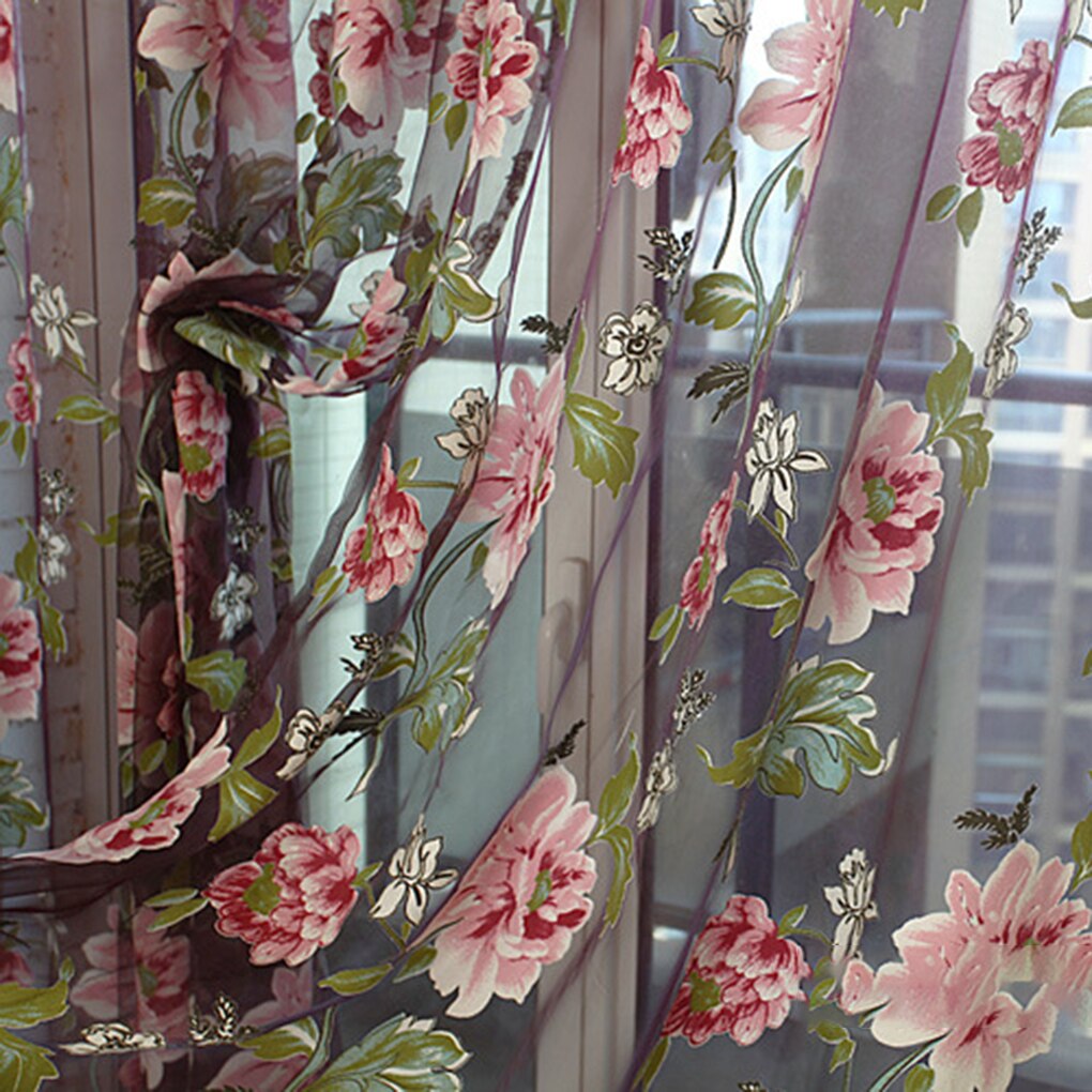 100x200cm Floral Pattern Tulle Voile Door Window C... – Vicedeal